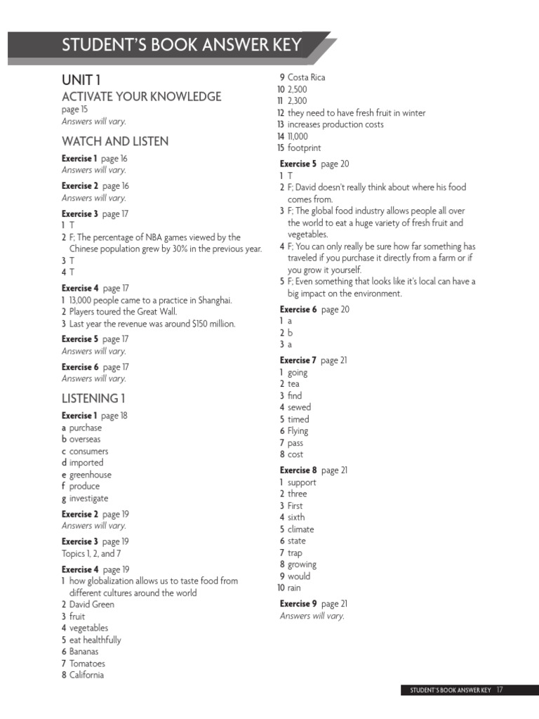 Prism LS - L3 - Student - S Book Answer Key | PDF