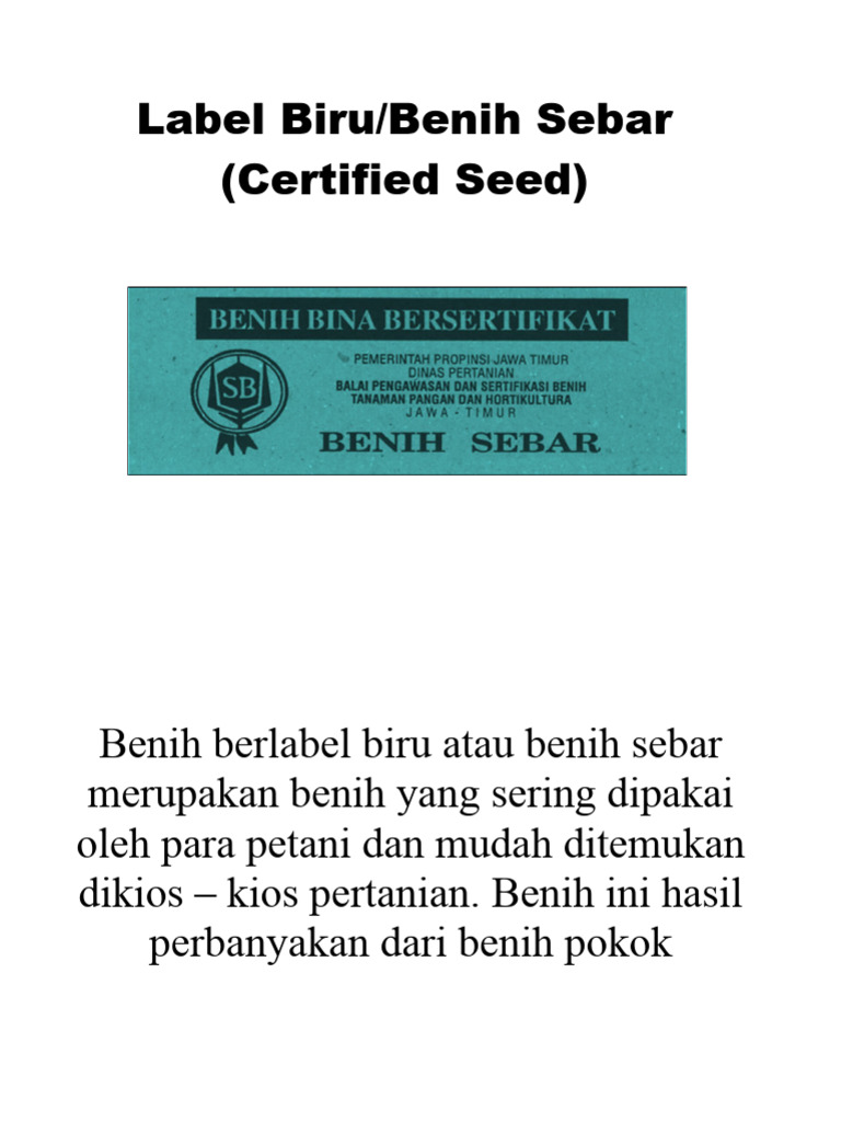 Kartu Kilat Label Benih Padi | PDF