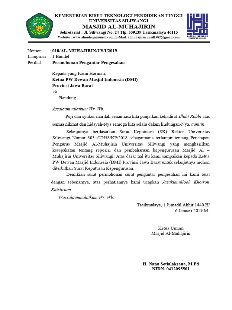 Surat Pengantar DMI Jabar | PDF