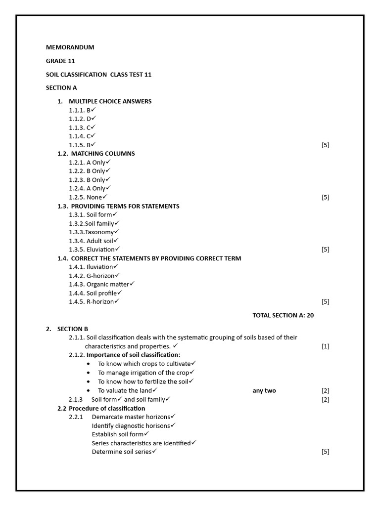 Grade 11 Soil Classification Test | PDF | Soil | Physical Geography