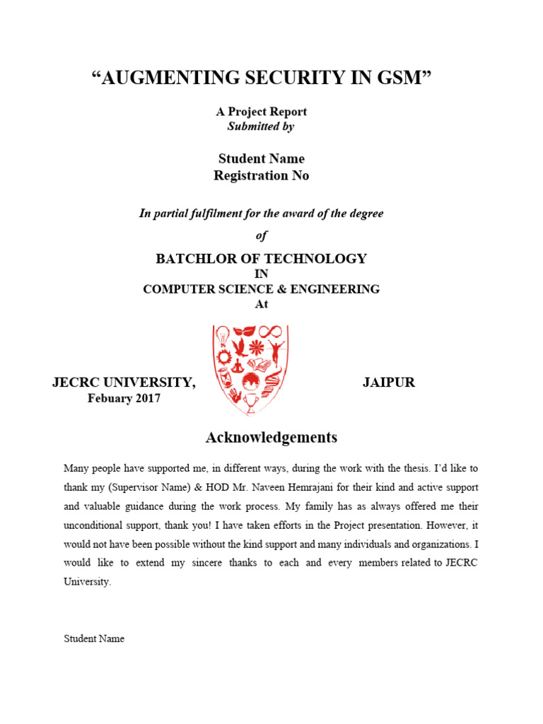 Report Format M.tech. Project | PDF | Times New Roman | Writing