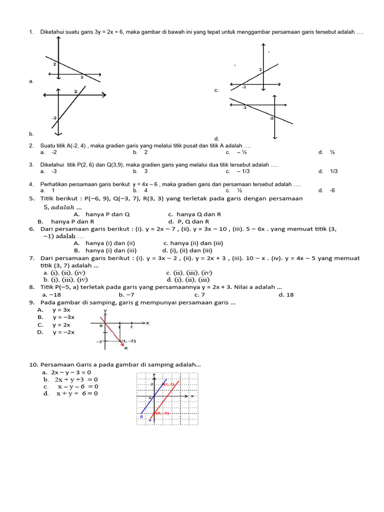 Soal dan Latihan Gradien Garis Lurus | PDF