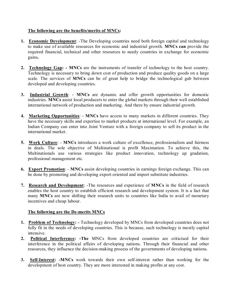 Merits and Demerits of Mnc | Multinational Corporation | Profit (Economics) Merits and Demerits of Mnc | Multinational Corporation | Profit (Economics)