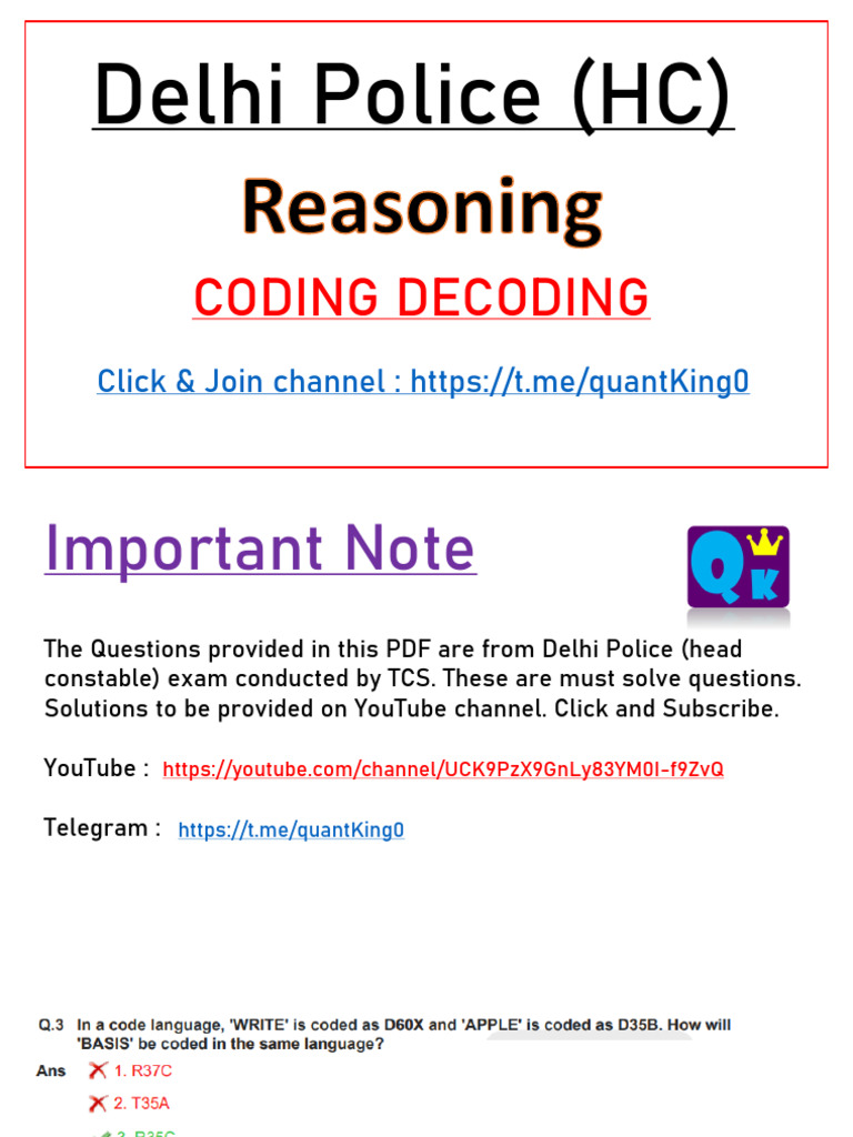 Coding Decoding All 80 Questions Dp Hcm Pdf