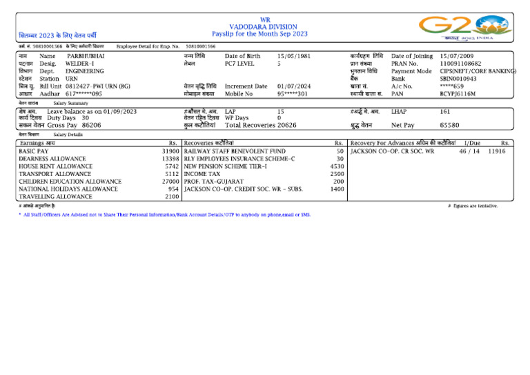 Pay Slip 202309 | PDF