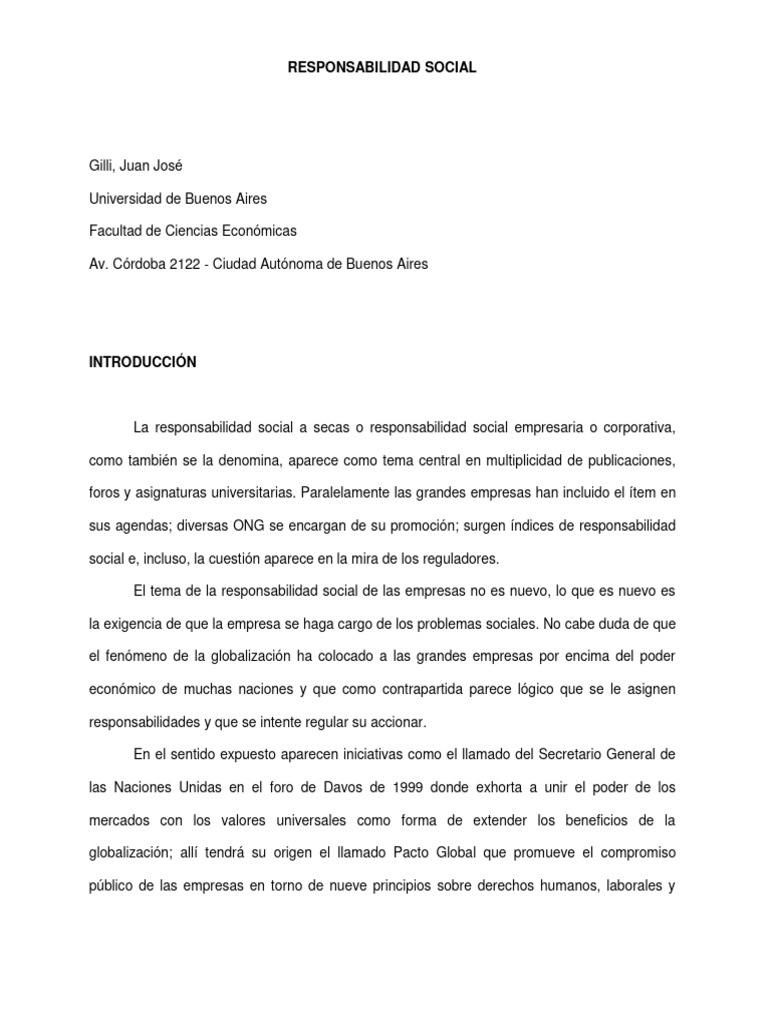 Responsabilidad Social | PDF | Responsabilidad social corporativa | Business