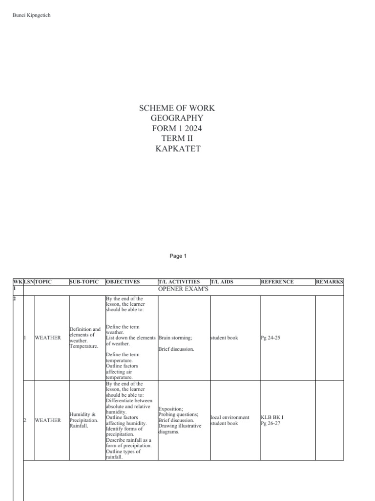 Geography Form 1 Term-II | PDF | Statistics | Map