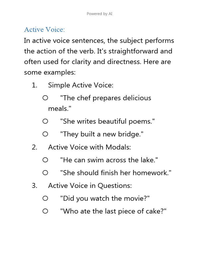 Active vs. Passive Voice Explained | PDF | Language Arts & Discipline ...