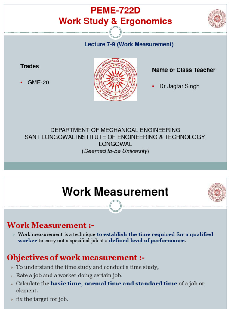 Lecture 7-9 Work Measurement | PDF | Applied Mathematics