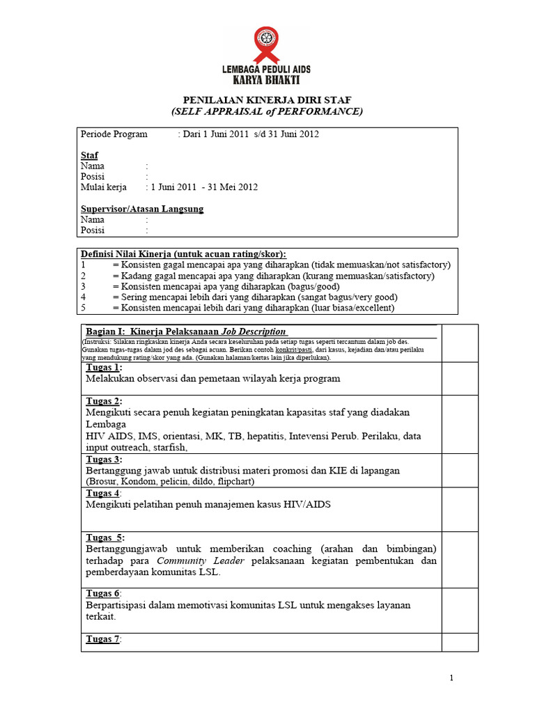 Penilaian Kinerja Staf LPA 2011-2012 | PDF | Karier & Perkembangan | Pengembangan Diri