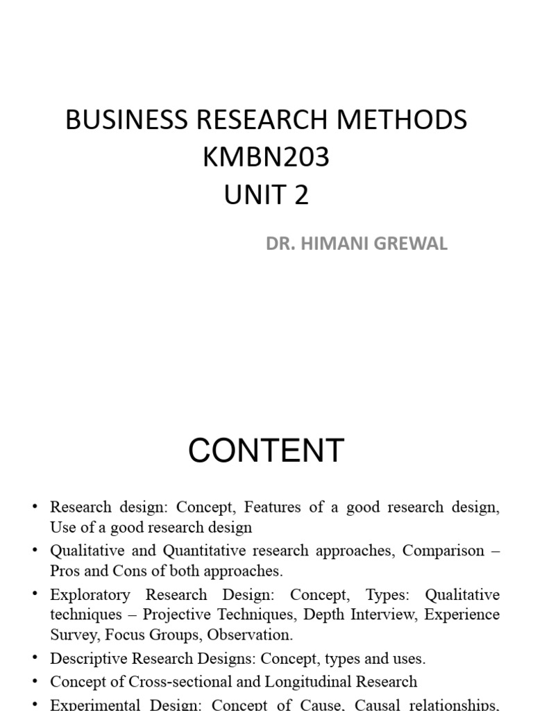 Unit 2 BRM | PDF | Focus Group | Experiment