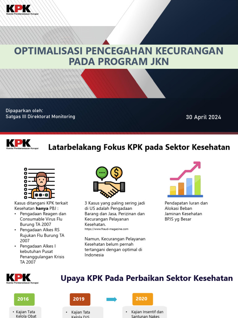 Materi Pencegahan Fraud JKN Dewas BPJS 30 April 2024 Update | PDF