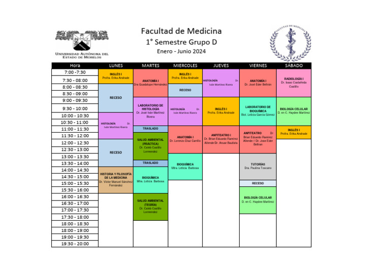 Horarios EJ2024 1D | PDF