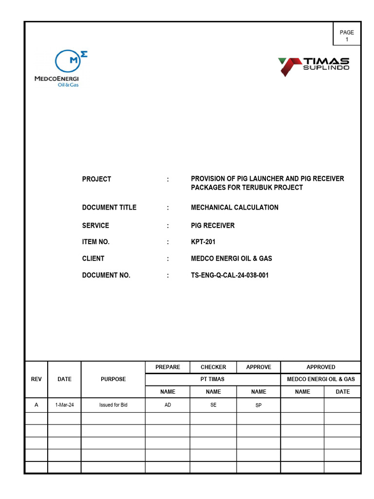 Mech. Cal. Pig Receiver (KPT-201) - Rev.A | Download Free PDF | Pipe ...