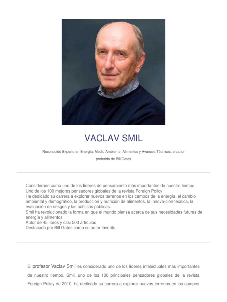 Vaclav Smil: Pensador sobre energía y alimentos | PDF | Política