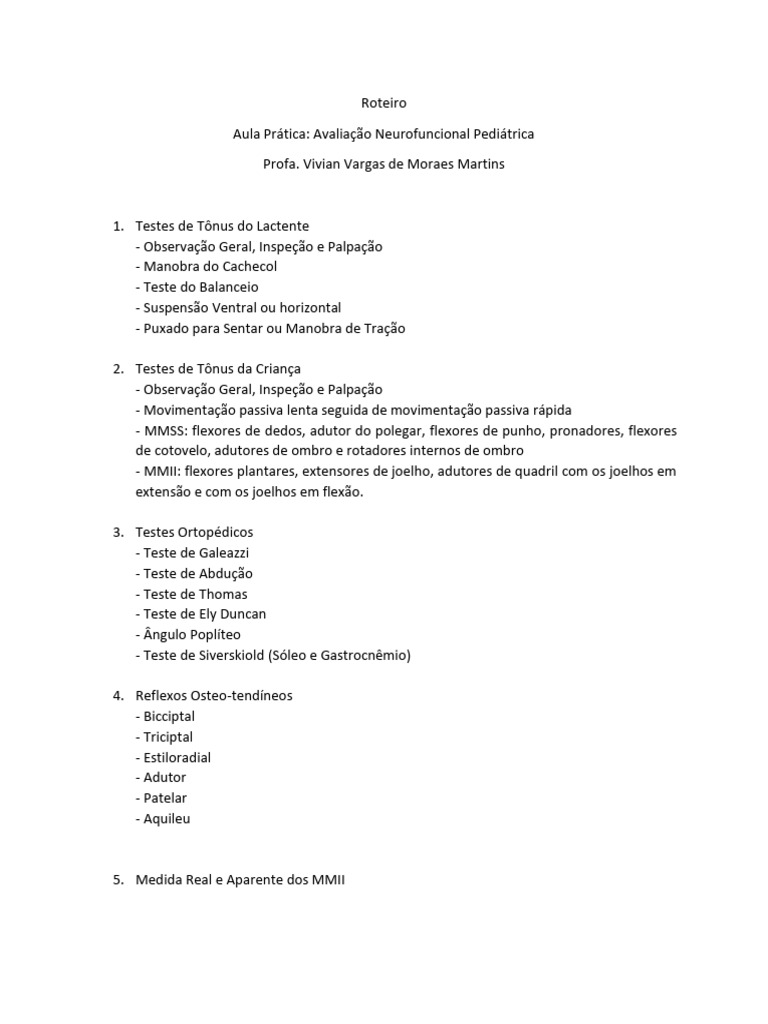 Teste de Ely Duncan na Avaliação Pediátrica | PDF