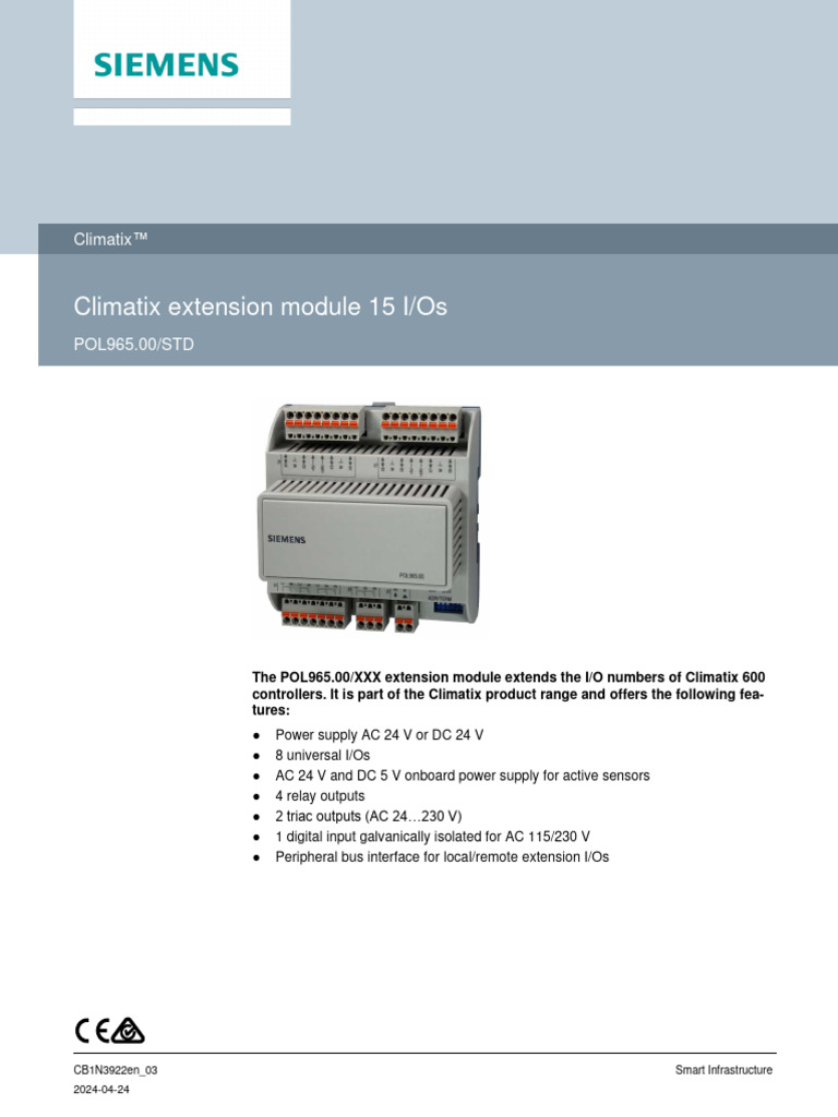 A6V10248798 - Climatix Extension Module 15 I - Os POL965.00 - XXX - en ...