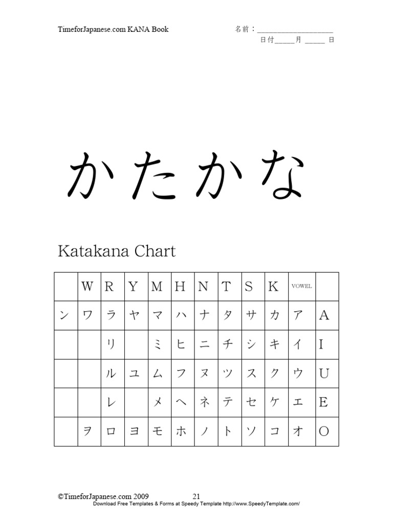 Katakana Chart 2 | PDF