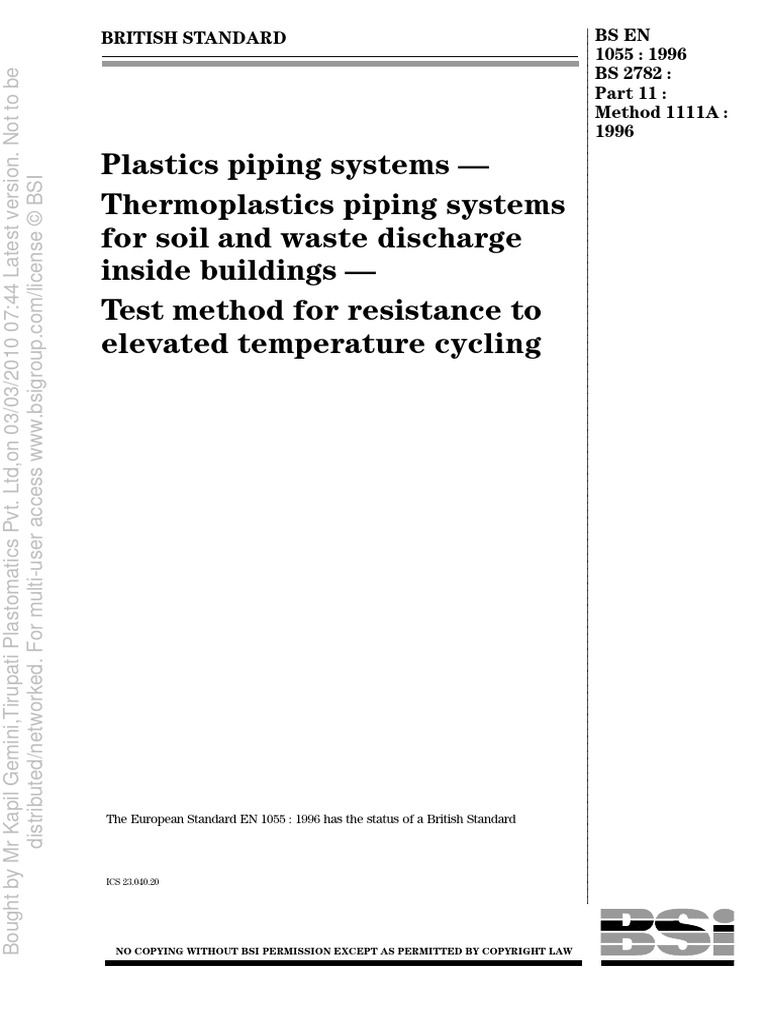 Bsen 1055 2 | PDF | Plumbing | Pipe (Fluid Conveyance)
