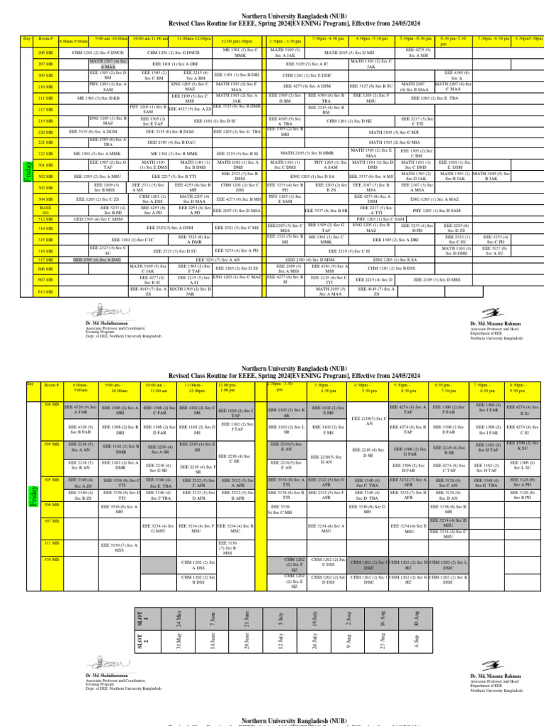 EEEE SUMMER 2024 Class Routine | Download Free PDF | Bangladesh
