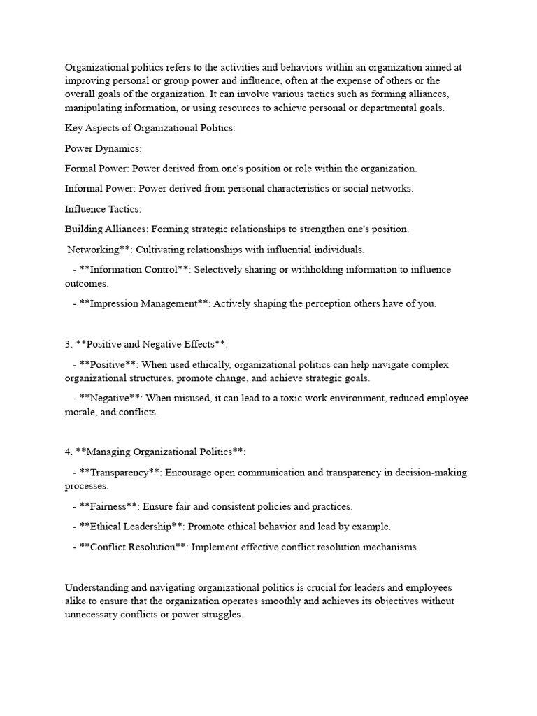Organizational Politics | PDF