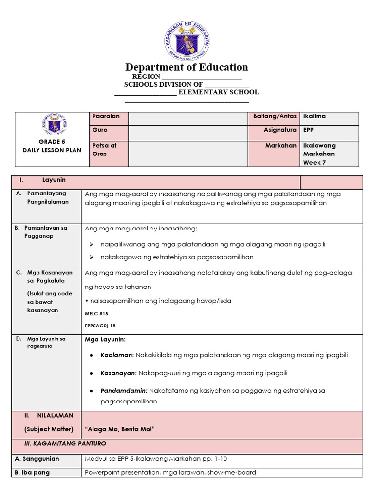 Cot Epp 5 Q2 W7 | PDF