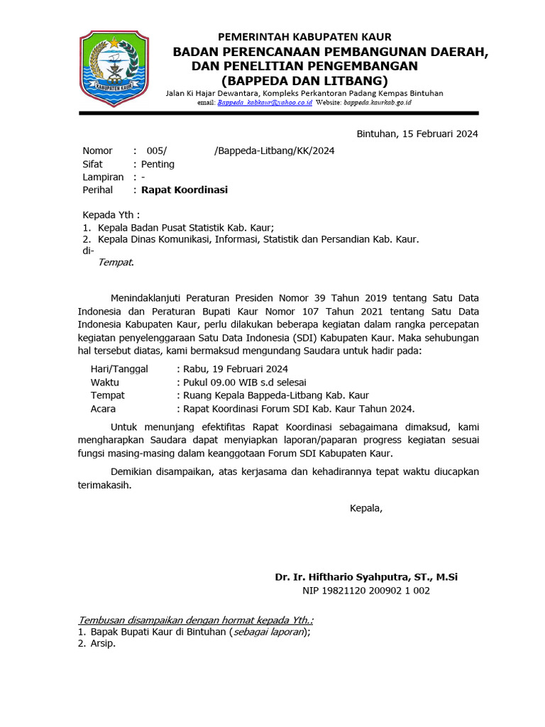 Undangan Rakor SDI | PDF Undangan Rakor SDI | PDF