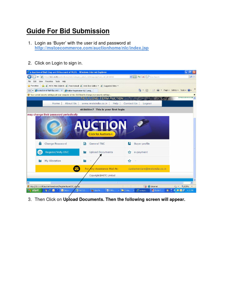 NLC Guide For Bid Submission | PDF | Auction | Button (Computing)