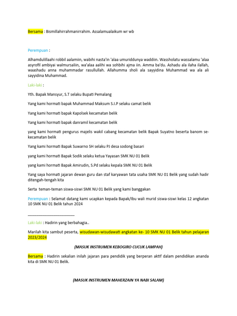 Contoh Teks MC Perpisahan | PDF