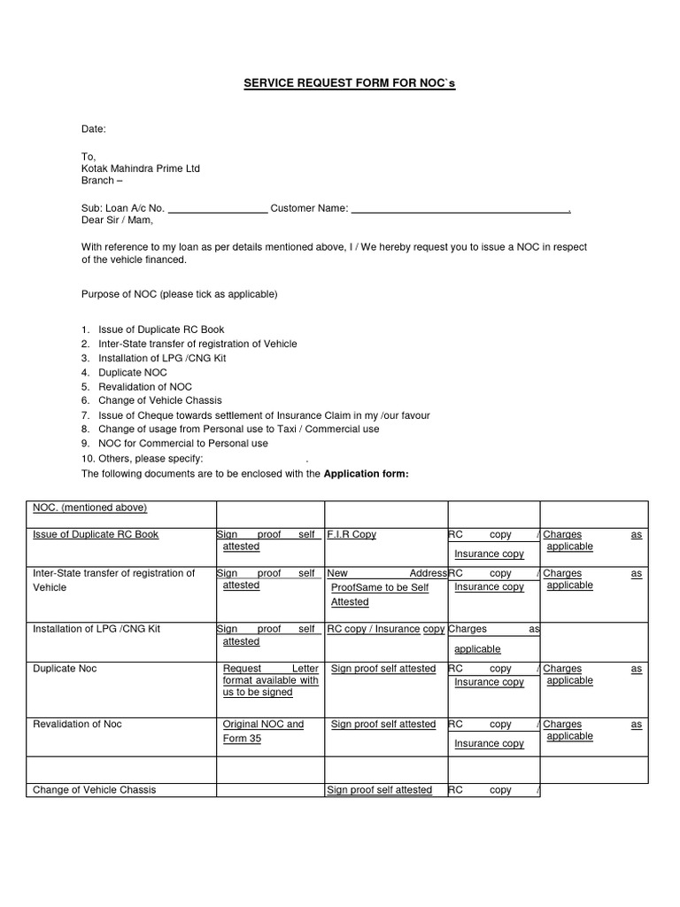 SERVICE REQUEST FORM FOR NOC-GST process | PDF | Insurance | Financial ...