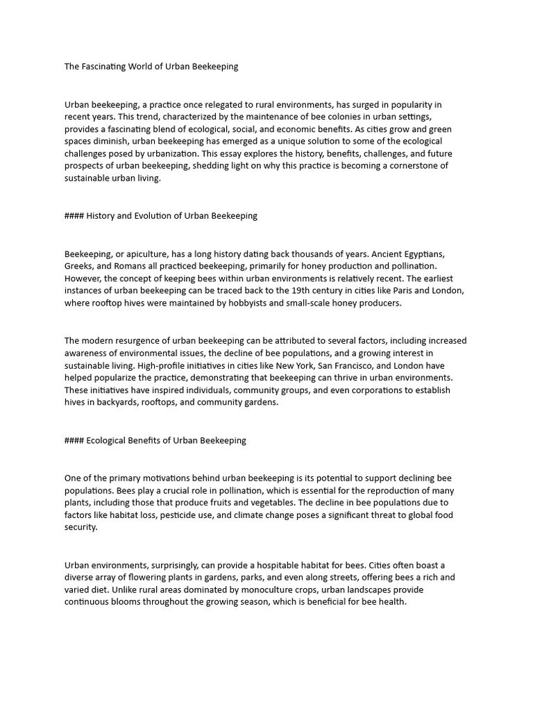 The Fascinating World of Urban Beekeeping | PDF | Beekeeping | Bees The Fascinating World of Urban Beekeeping | PDF | Beekeeping | Bees