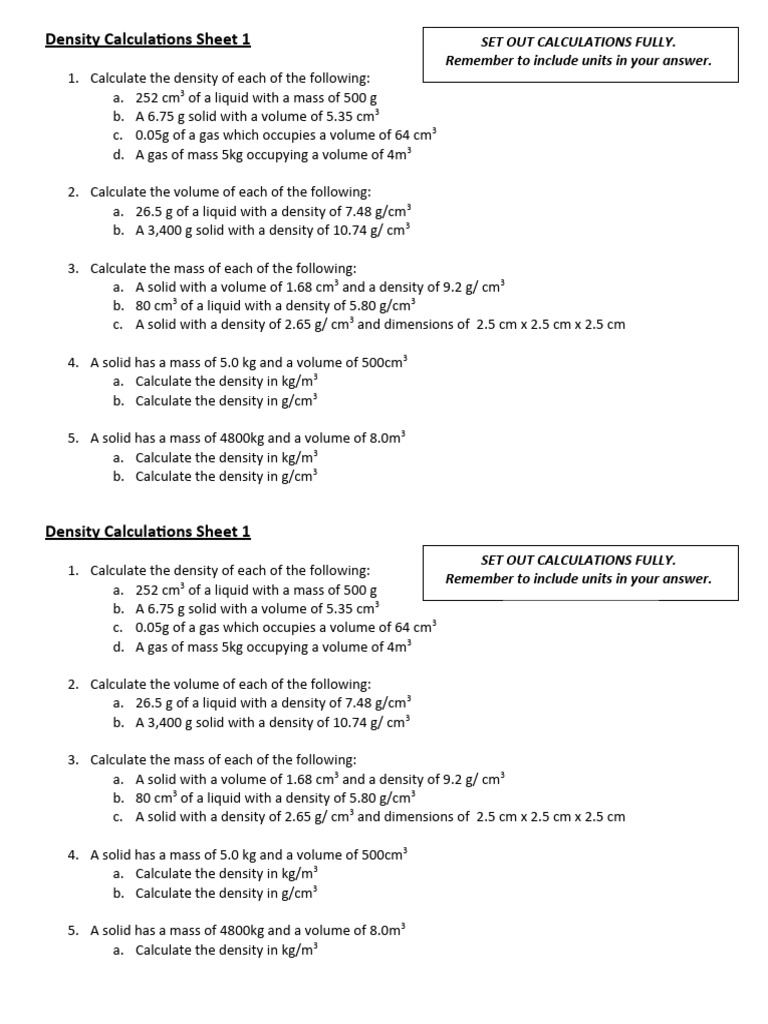 Q Density Calculations 1 IWA | PDF | Home & Garden | Technology ...