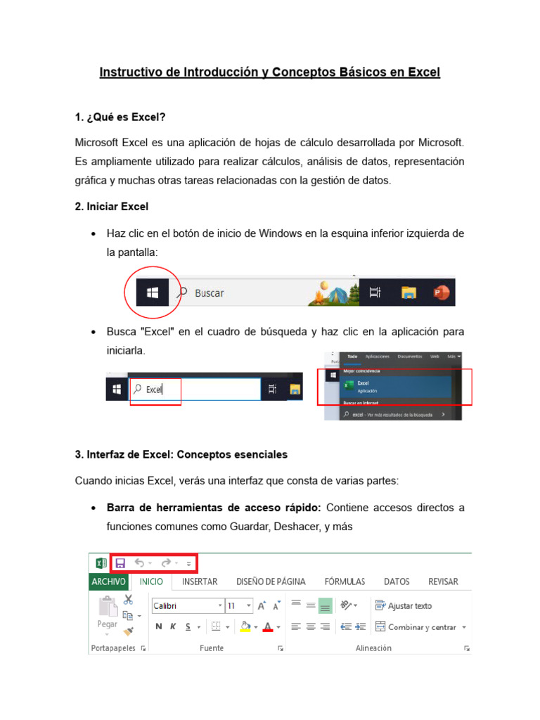 Instructivo de Introducción y Conceptos Básicos en Excel | PDF | Microsoft Excel | Hoja de cálculo