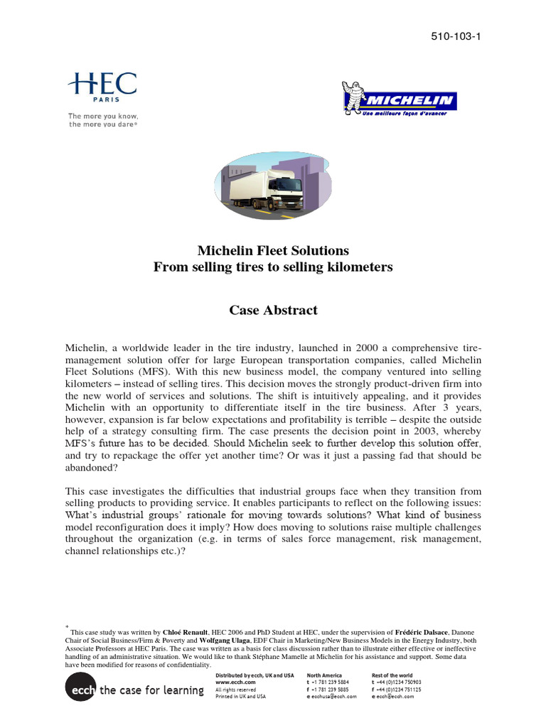 Case Study Michelin Fleet Solutions | PDF | Tire | Sales