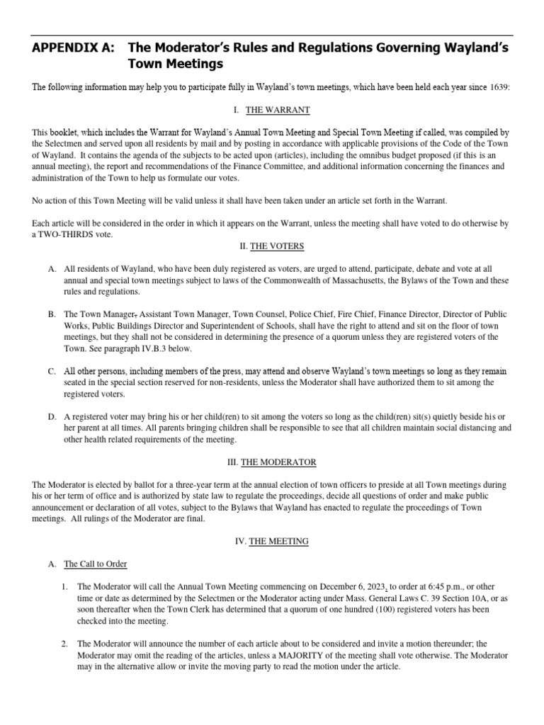 Moderator Rules | PDF | Voting | Government