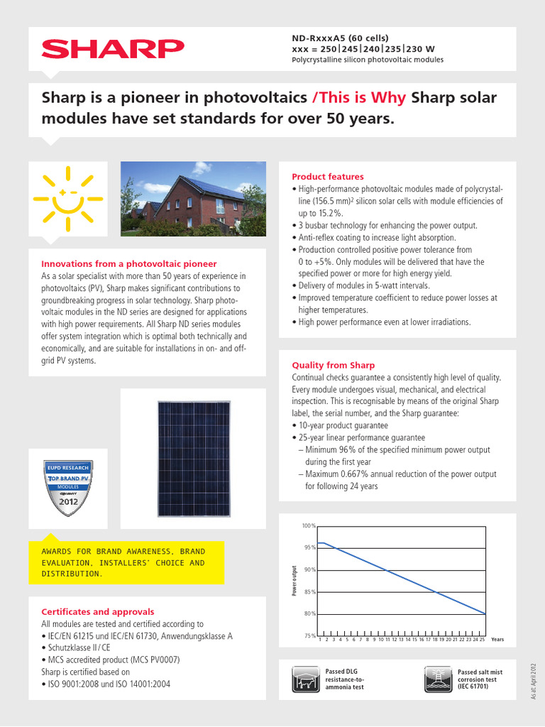 Sharp Poly | PDF | Photovoltaics | Sustainable Energy