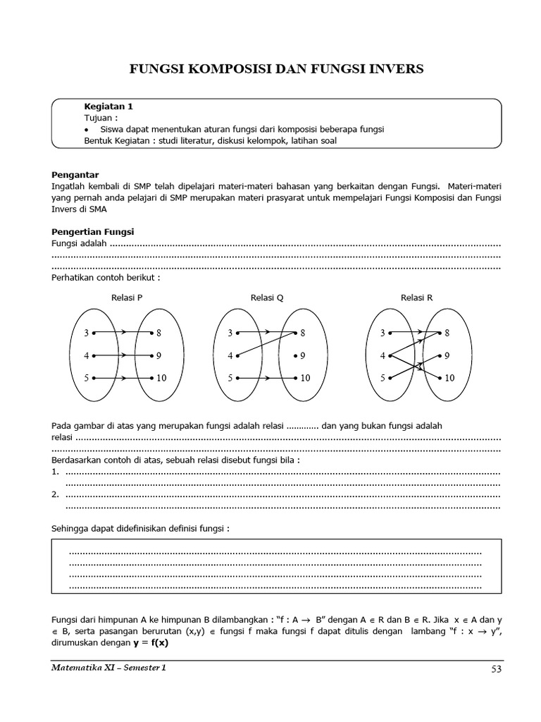 11 Modul Mat W X Sem 1 XI IPS Bab III Fungsi Komposisi Dan Fungsi Invers | PDF