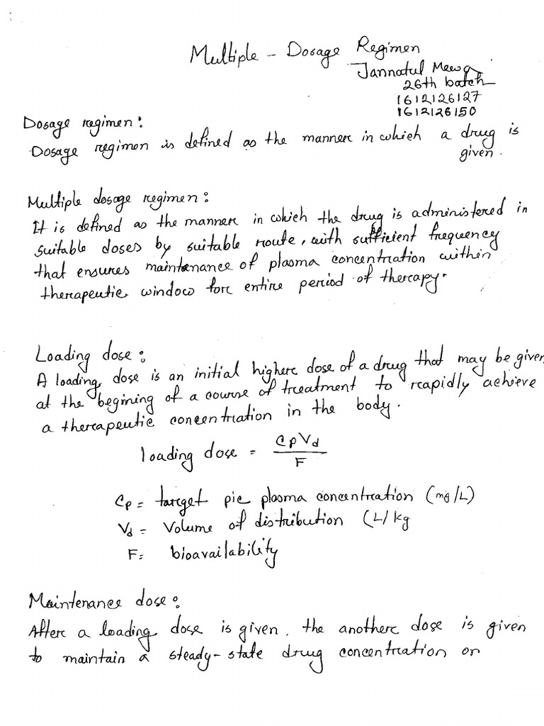 Multiple Dosage Regimen | PDF