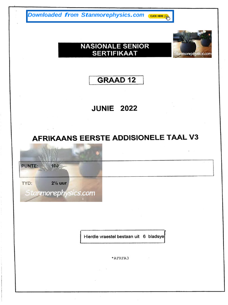 Local Afrikaans FAL Grade 12 June 2022 P3 Only | PDF