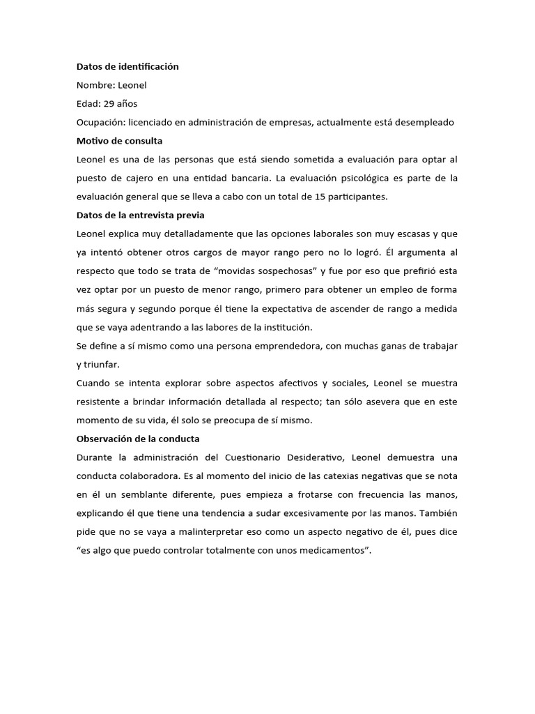 Caso Leonel | PDF | Sicología