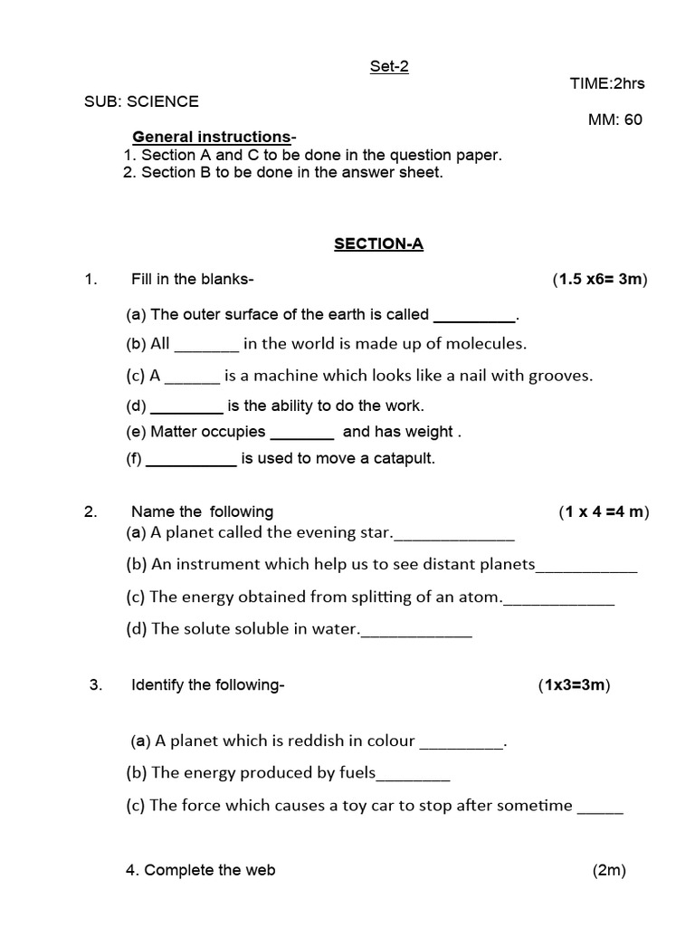 Aprajita question paper set 2 | PDF | Saturn | Planets