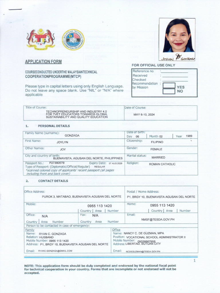 Mtcp Application Form | PDF