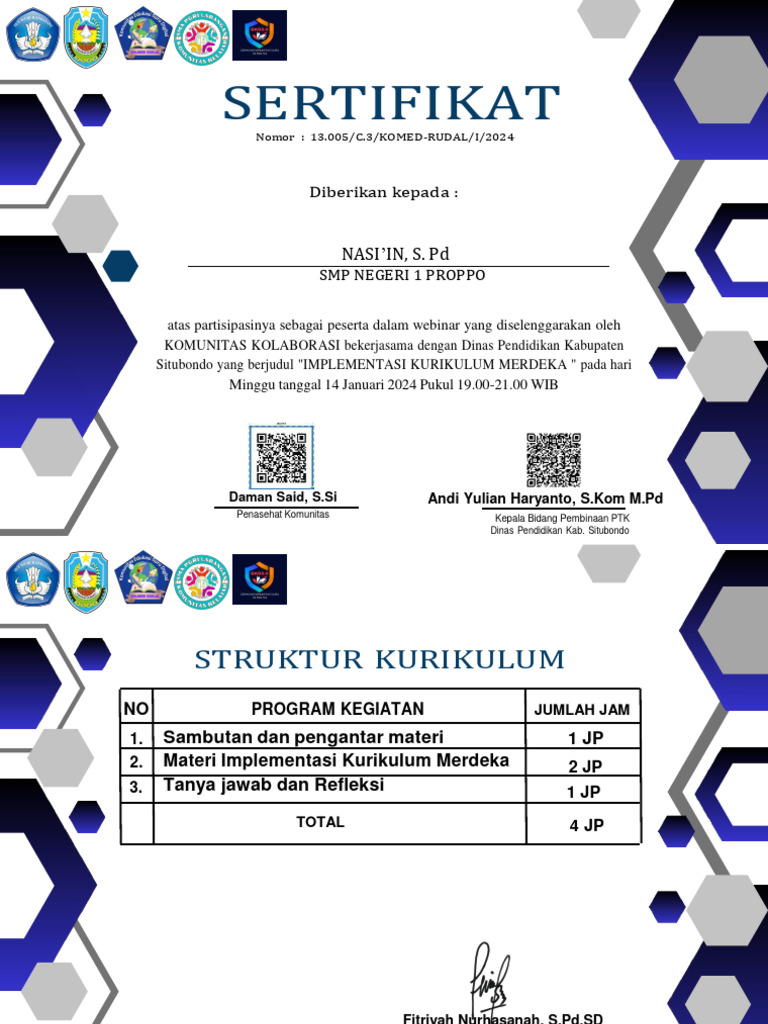 Sertifikat IKM 14 Januari 2024 | PDF