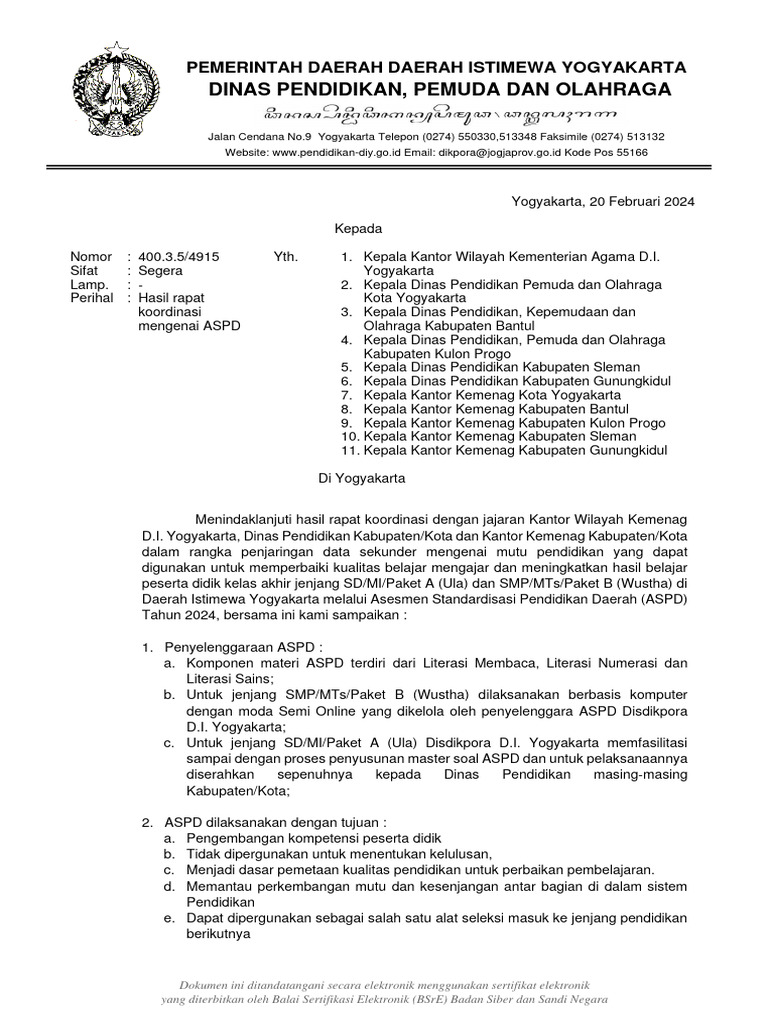 Hasil Rapat Koordinasi Mengenai ASPD | PDF