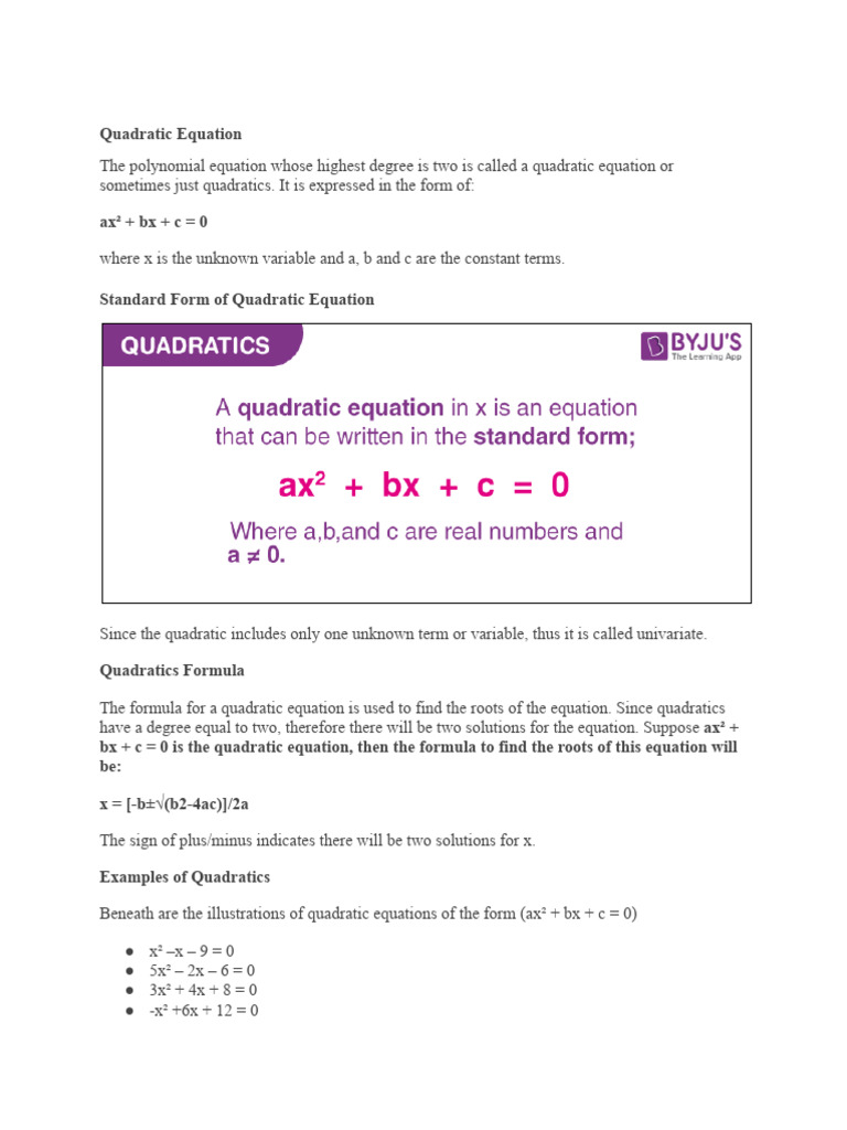 1.6 Quadratics and Cubic | PDF | Quadratic Equation | Equations