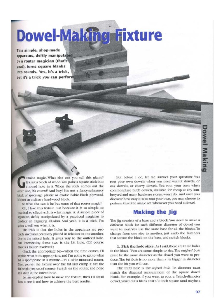 Dowel-Making Fixture Router Magic by Bill Hylton | PDF
