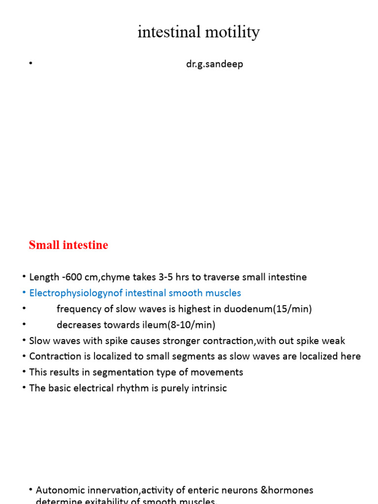 Intestinal Motility | PDF | Gastrointestinal Tract | Large Intestine