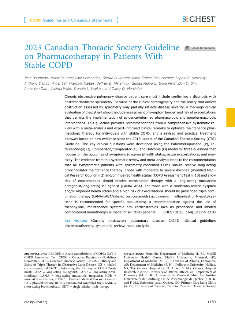 2023 Canadian Thoracic Society Guideline On Pharmacotherapy in Patients ...