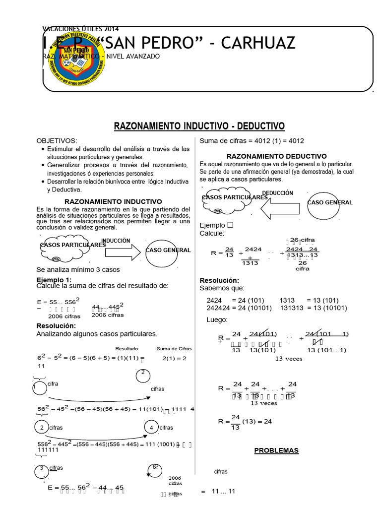 Razonamiento Matematico 02 Inductivo Deductivo | PDF | Razonamiento deductivo | Razonamiento ...