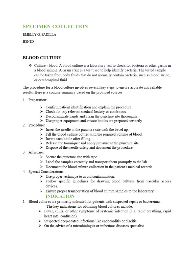 Blood and CSF Culture Collection Guide | PDF | Infection | Wound
